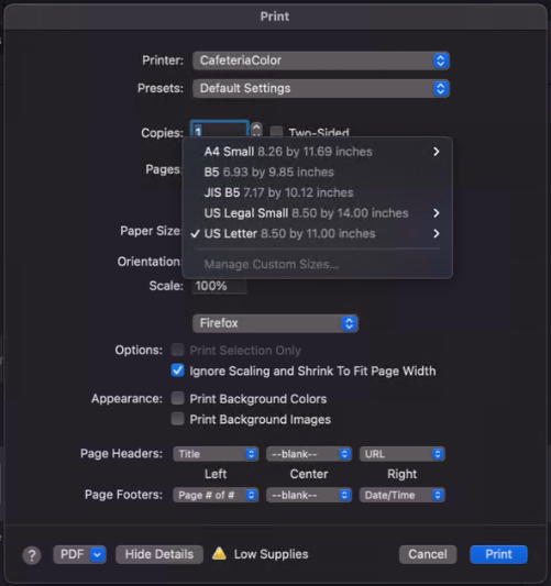 Unable To Print A Specific Size Technology Services Support miad edu